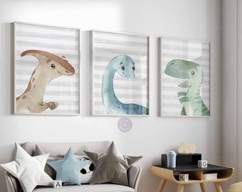 Dinosaurs Prints, Neutral Dino Print, Nursery Decor, Baby Boy Room ...