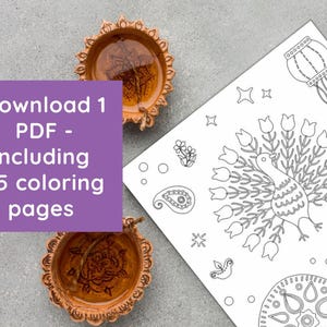 Diwali Coloring Pages Bundle, Printable Diwali Coloring Sheets, Diwali ...