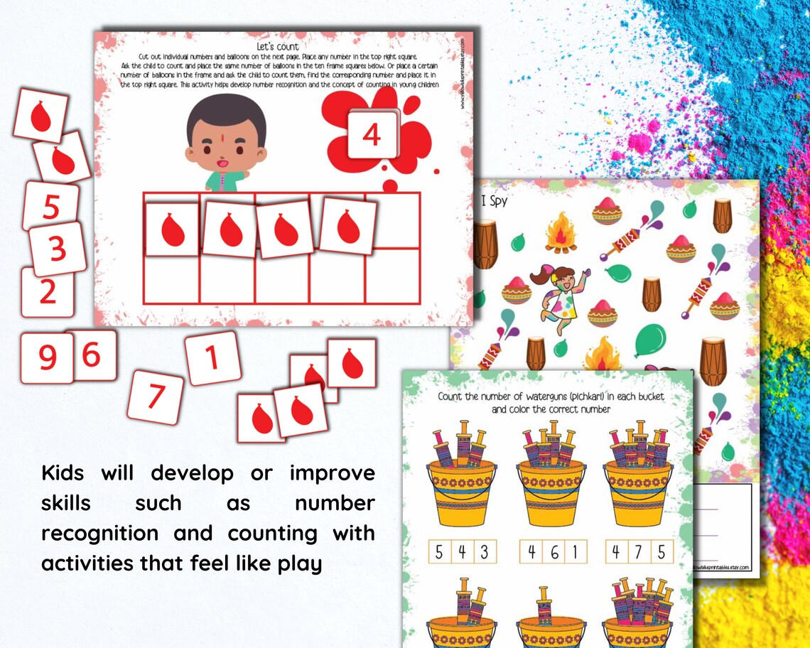 Holi Activity Bundle, Holi Coloring Pages, Printable Holi Themed ...