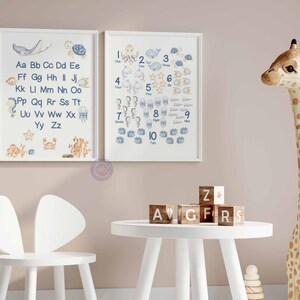 Under the Sea Alphabet and Number Posters for Blue Nursery, Playroom or ...