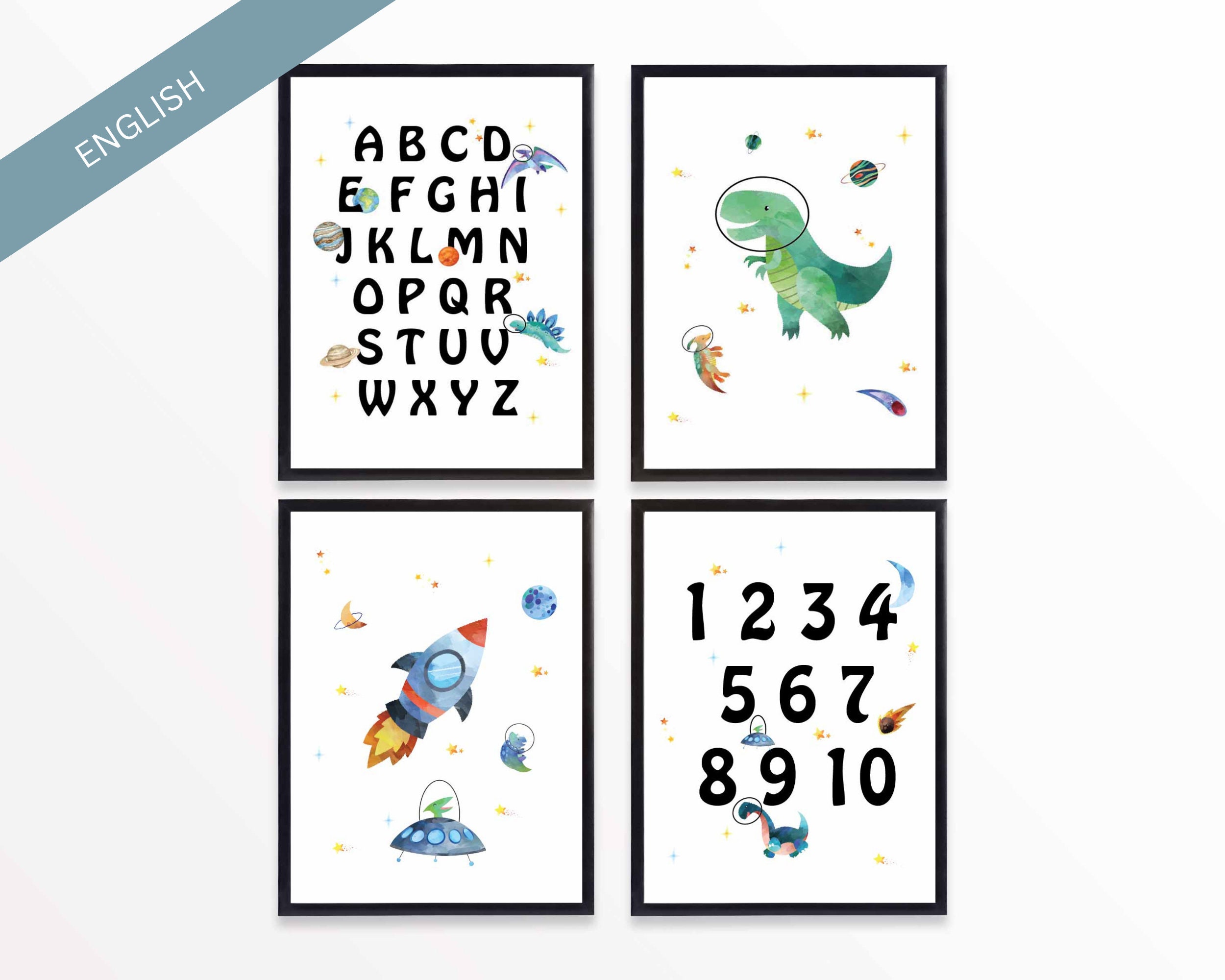 English Alphabet and Numbers Posters for Playroom, Homeschool or ...