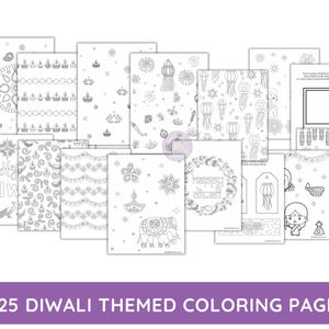 Diwali Coloring Pages Bundle, Printable Diwali Coloring Sheets, Diwali ...