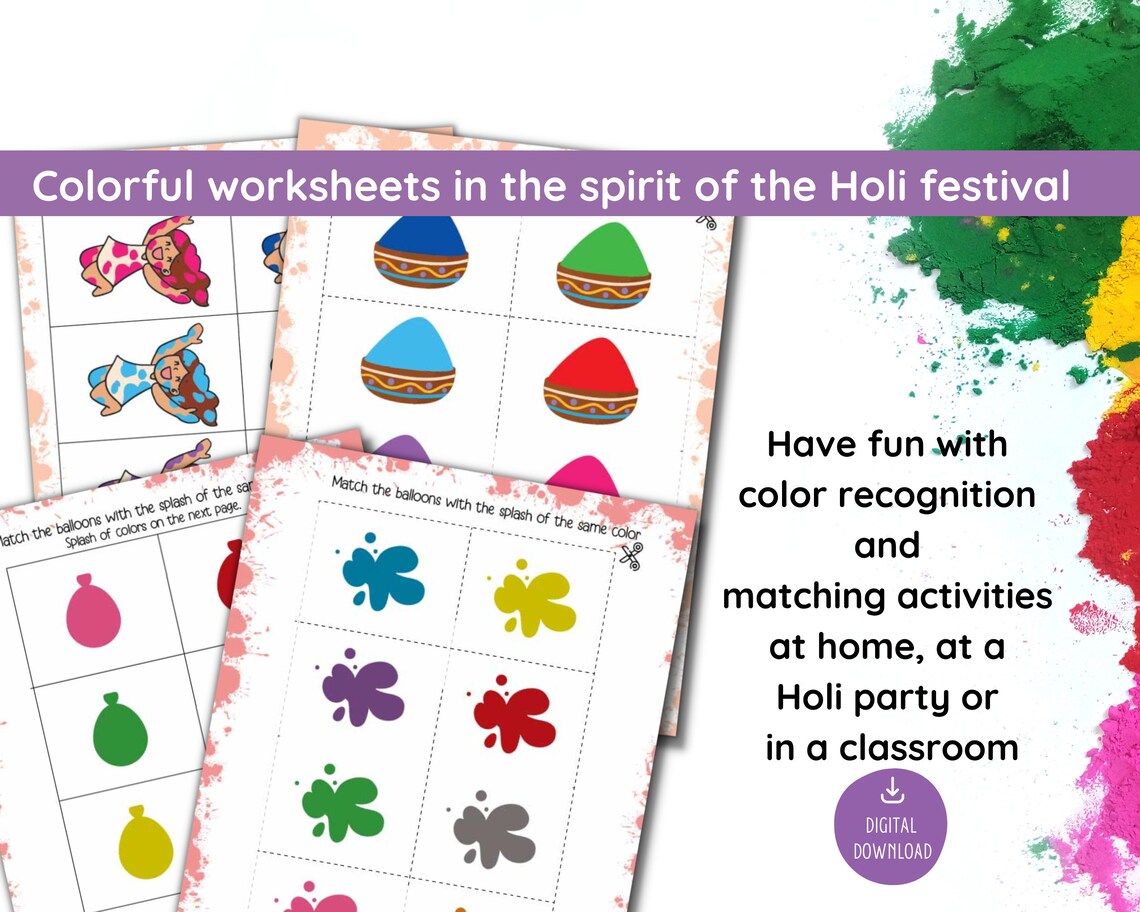 Holi Activity Bundle, Holi Coloring Pages, Printable Holi Themed ...