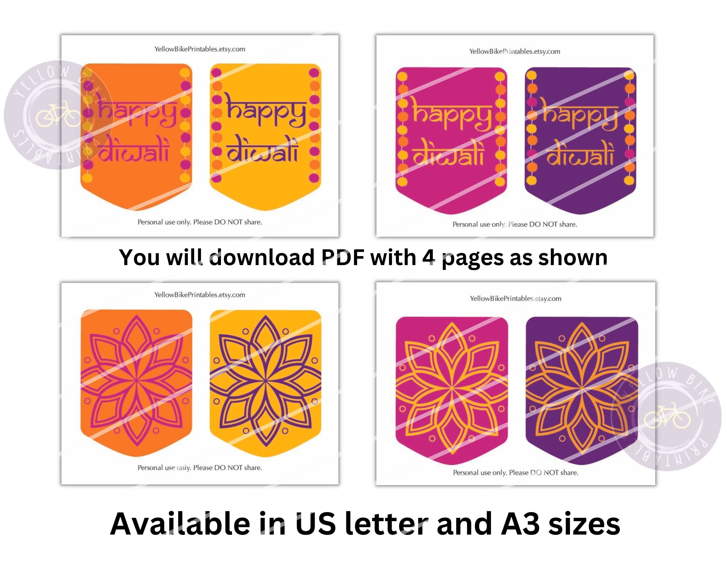 Printable Happy Diwali Banner, Printable Diwali Decorations, Diwali ...