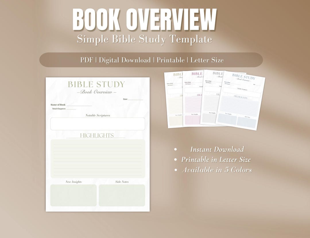 Book Overview Bible Study Template | Bible Study Journaling | Christian ...