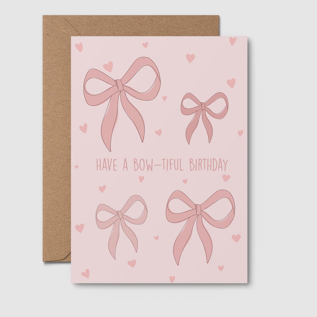 COQUETTE BIRTHDAY CARD | Bow-tiful Birthday | Simple Pink Bow Design ...