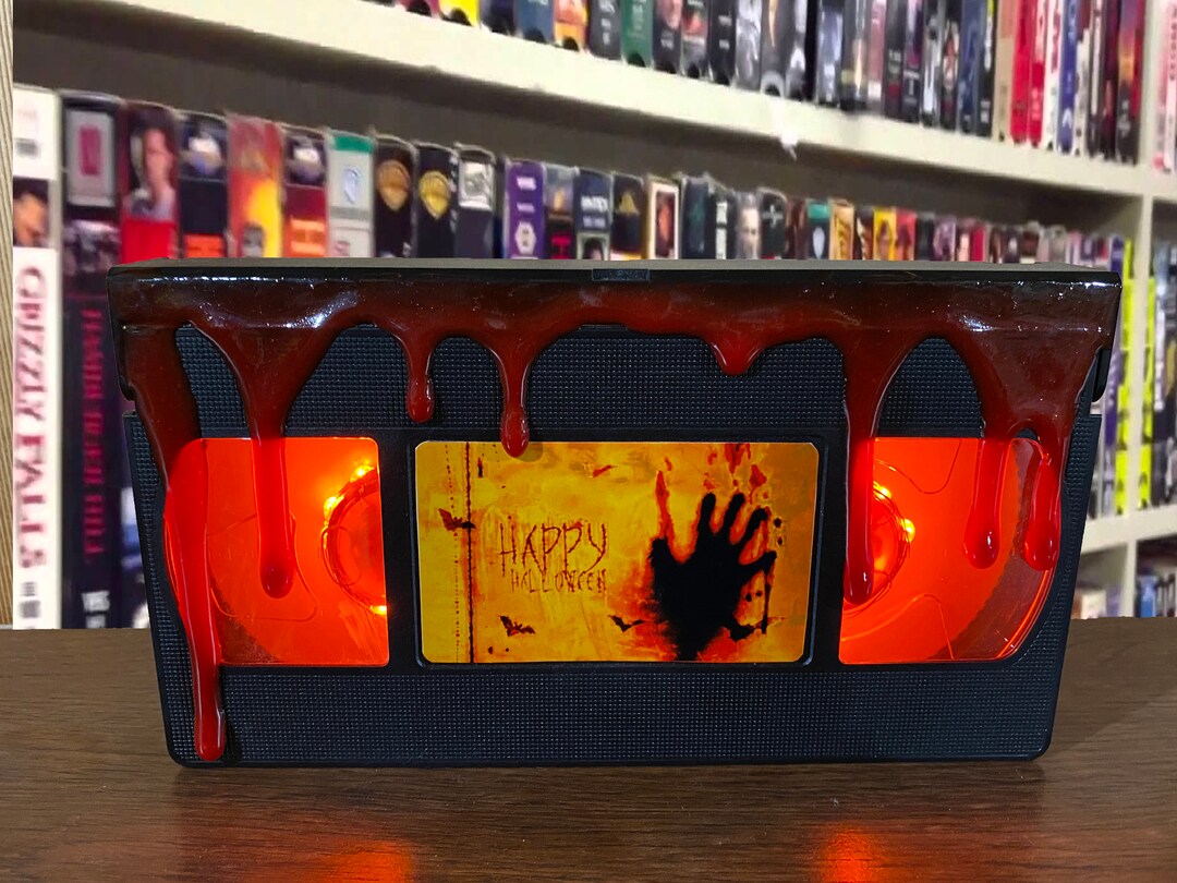 Halloween Bloody Hand Print W/ Red Blood Drips VHS Lamp Remote - Etsy