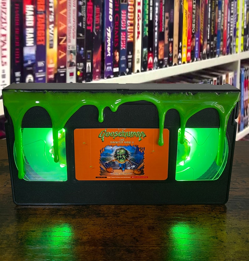 Goosebumps the Haunted Mask II W/ Green Slime Drips VHS Lamp - Etsy
