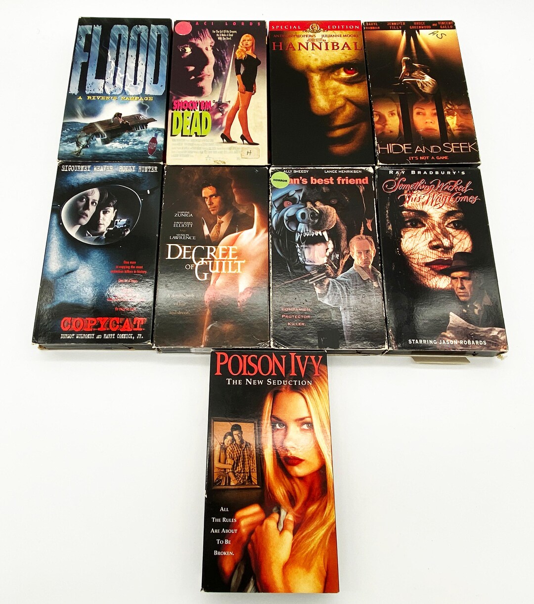 Lot of 9 Horror VHS Tapes W/ Original Boxes tested Scary Horror Free ...