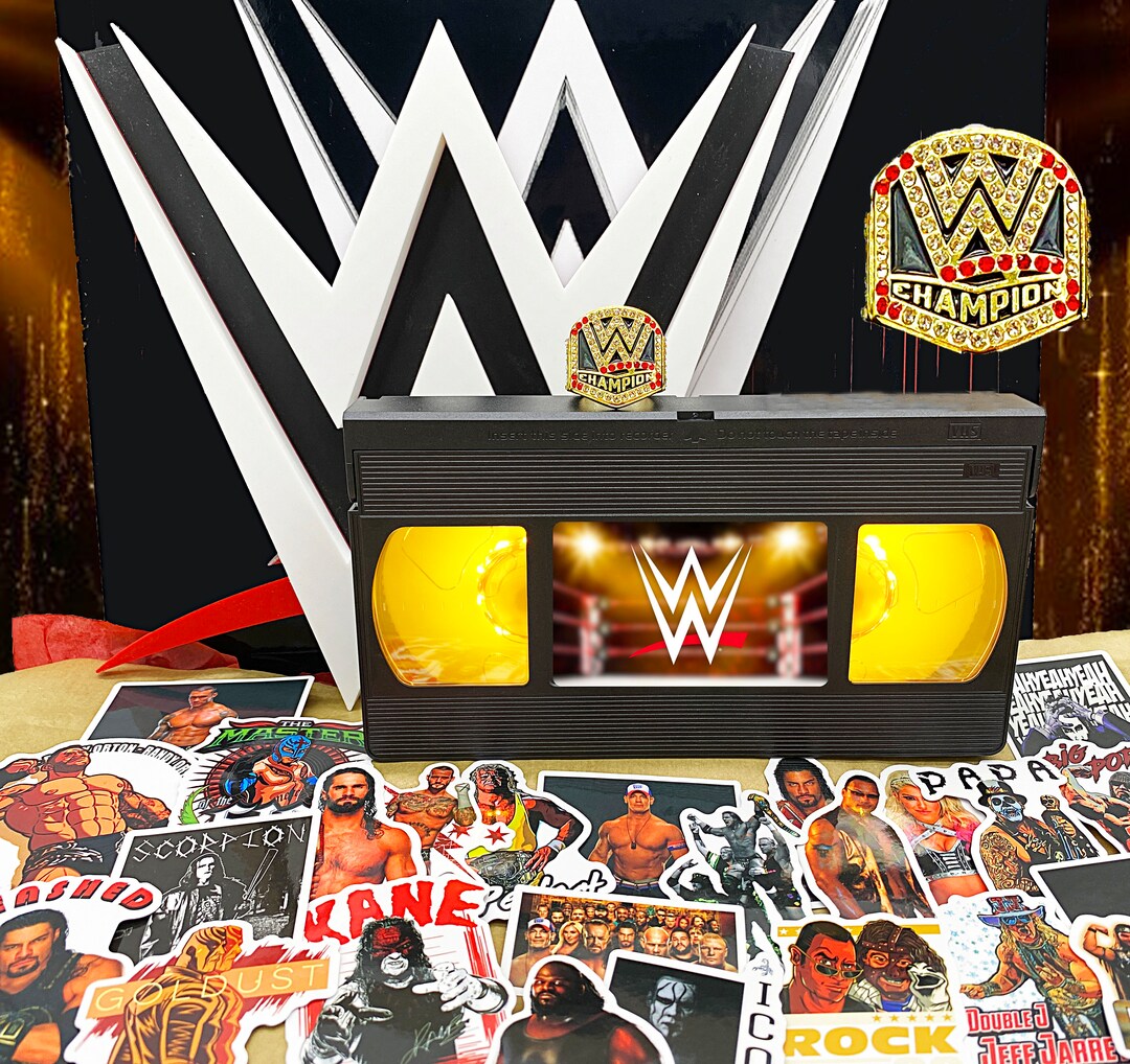 WWE World Wrestling Entertainment VHS Lamp Gift Box Bundle WWE Goodies ...