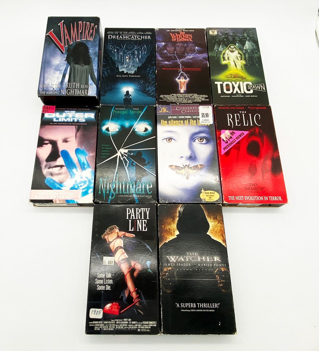 Lot of 10 Horror VHS Tapes W/ Original Boxes tested Scary Horror Free ...