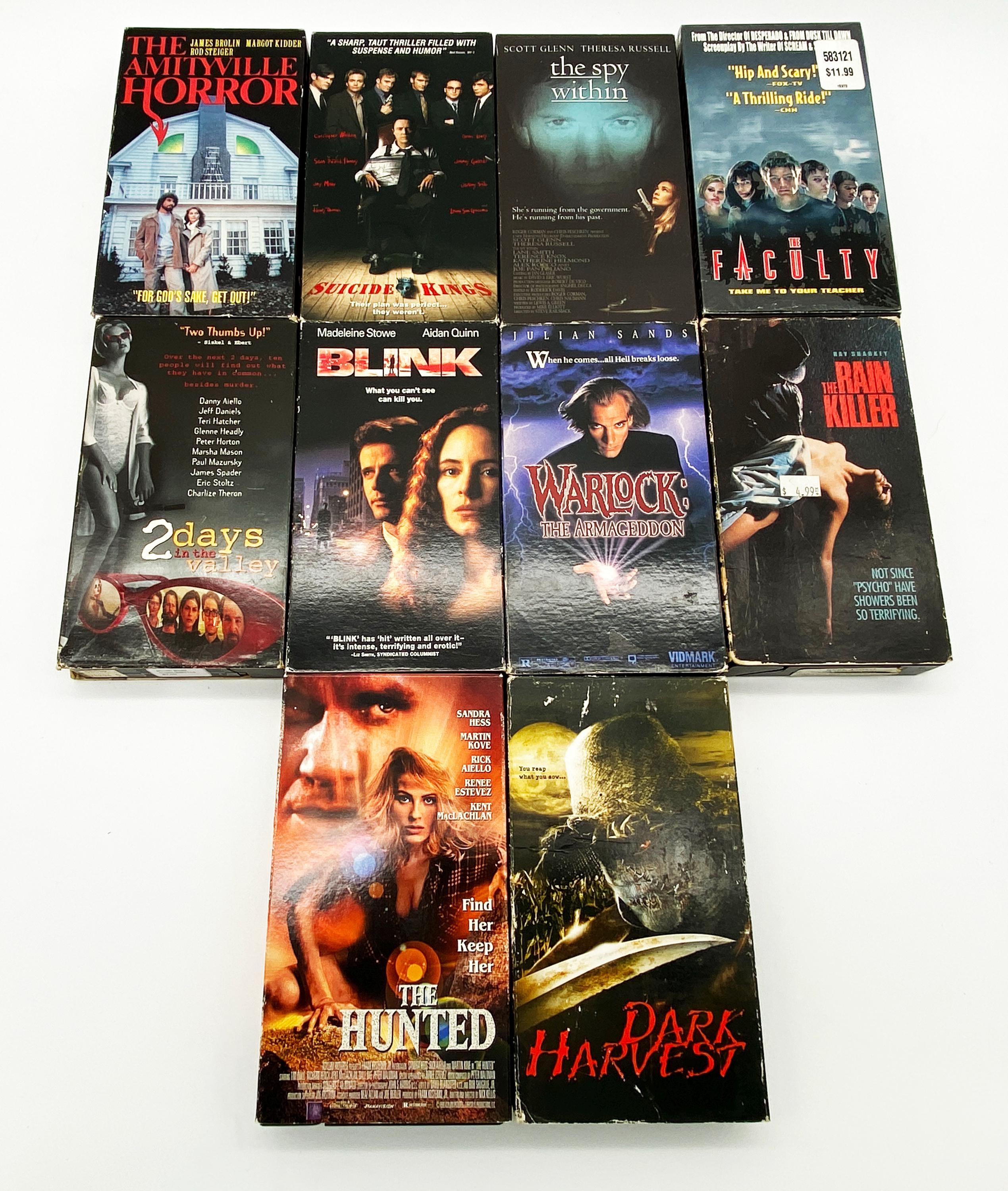 Lot of 10 Horror VHS Tapes W/ Original Boxes tested Scary Horror Free ...