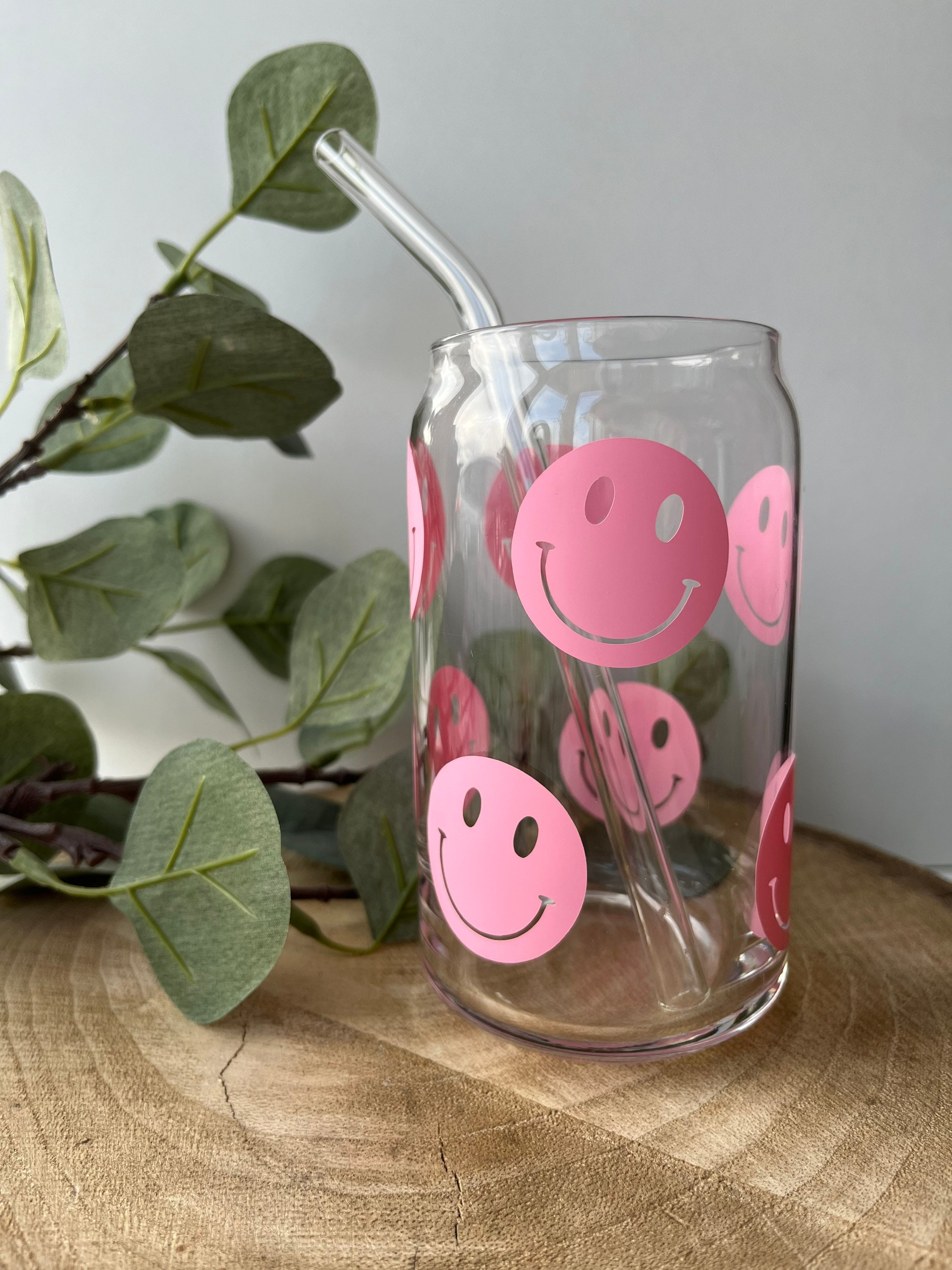 Smiley Face Beer Can Glass | Happy Libbey Cup 16oz | Iced Coffee ...