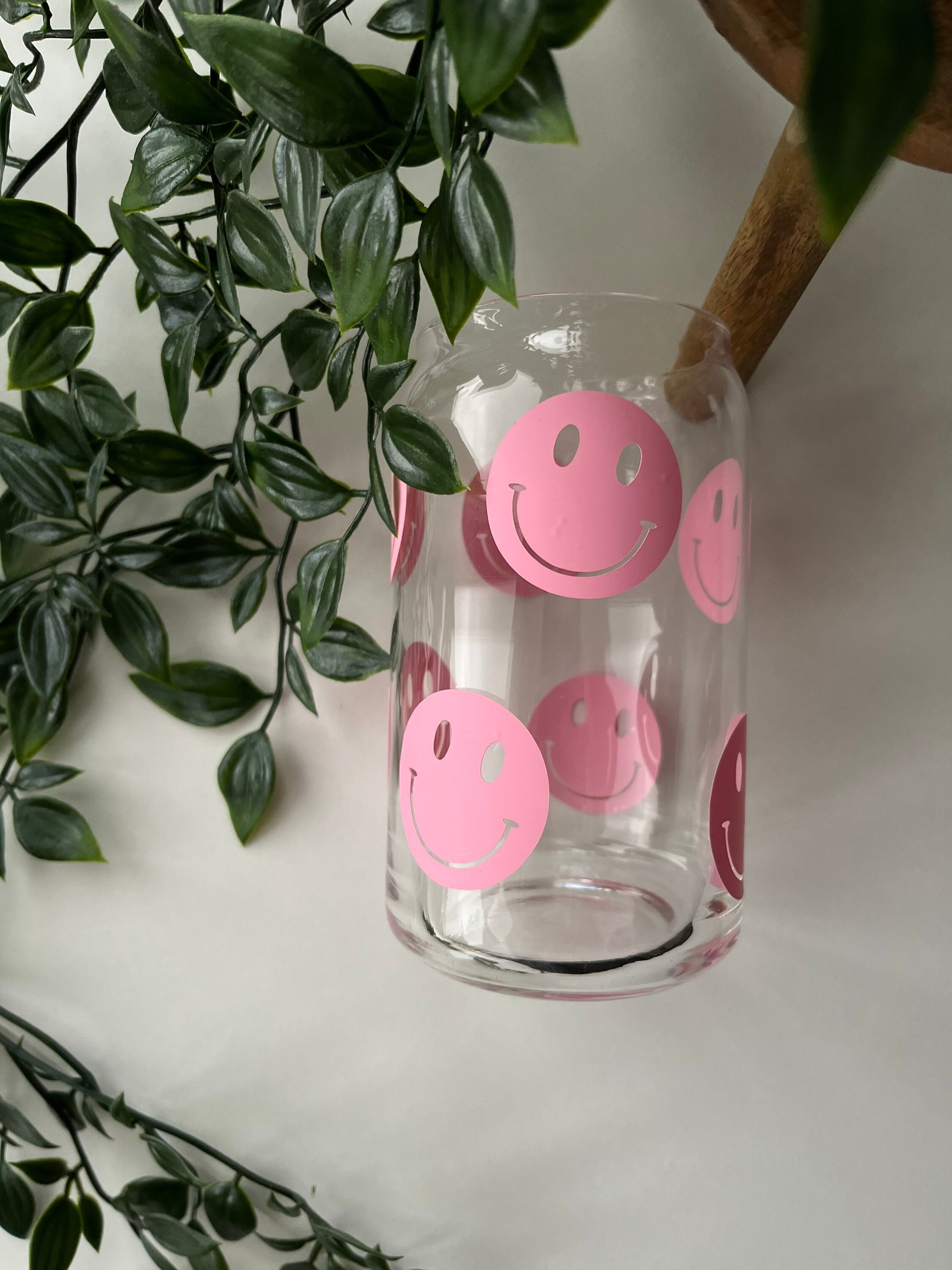 Smiley Face Beer Can Glass | Happy Libbey Cup 16oz | Iced Coffee ...