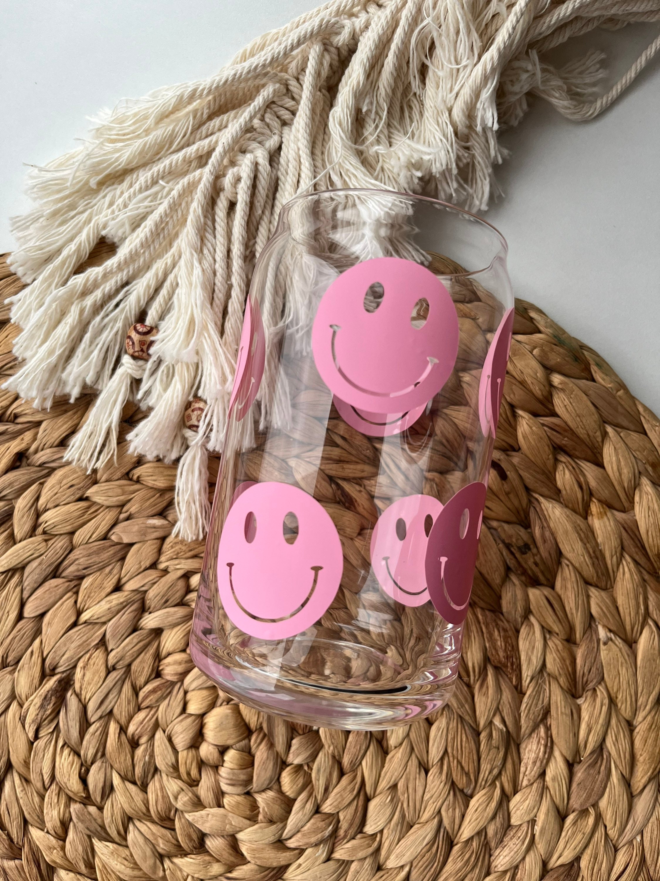 Smiley Face Beer Can Glass Happy Libbey Cup 16oz Iced - Etsy