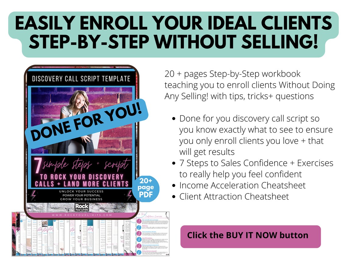 Discovery Call Script Planner for Service Providers Done for You With Workbook to Easily Enroll ...