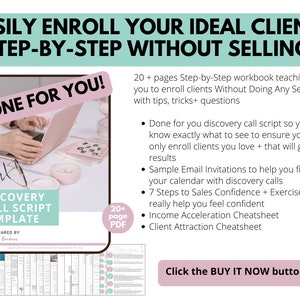 Discovery Call Script Planner for Service Providers Done for You With Workbook to Easily Enroll ...