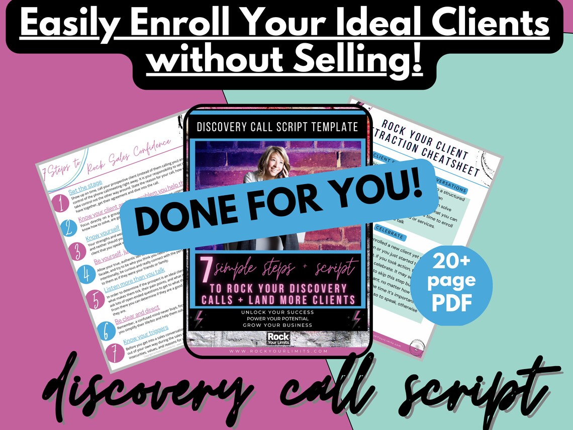 Discovery Call Script Planner for Service Providers Done for You With Workbook to Easily Enroll ...