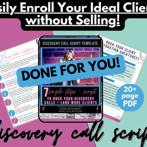 Discovery Call Script Planner for Service Providers Done for You With Workbook to Easily Enroll ...