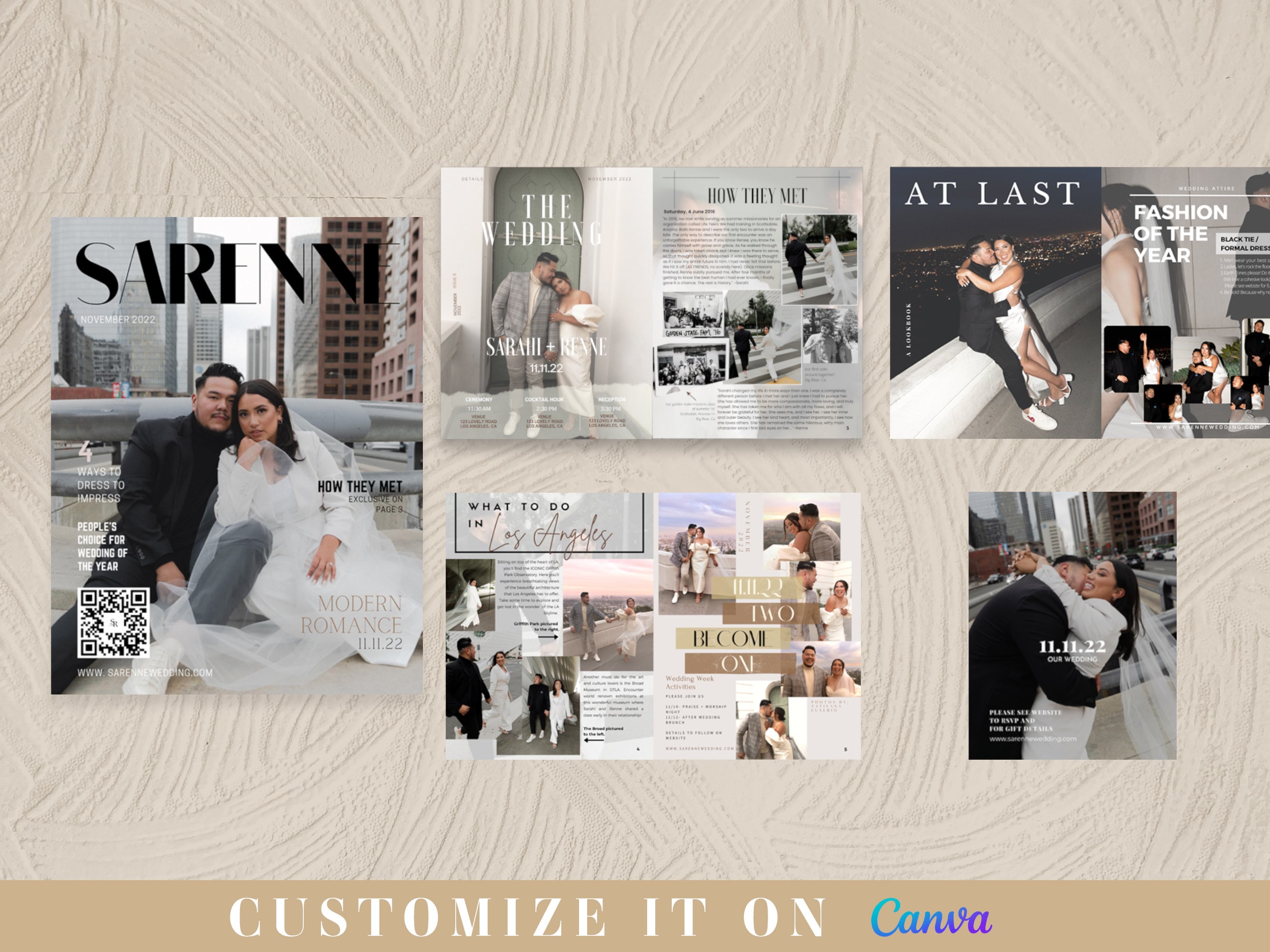 Wedding Magazine Invite- Instant Download. Use Canva to Edit 8 Page ...