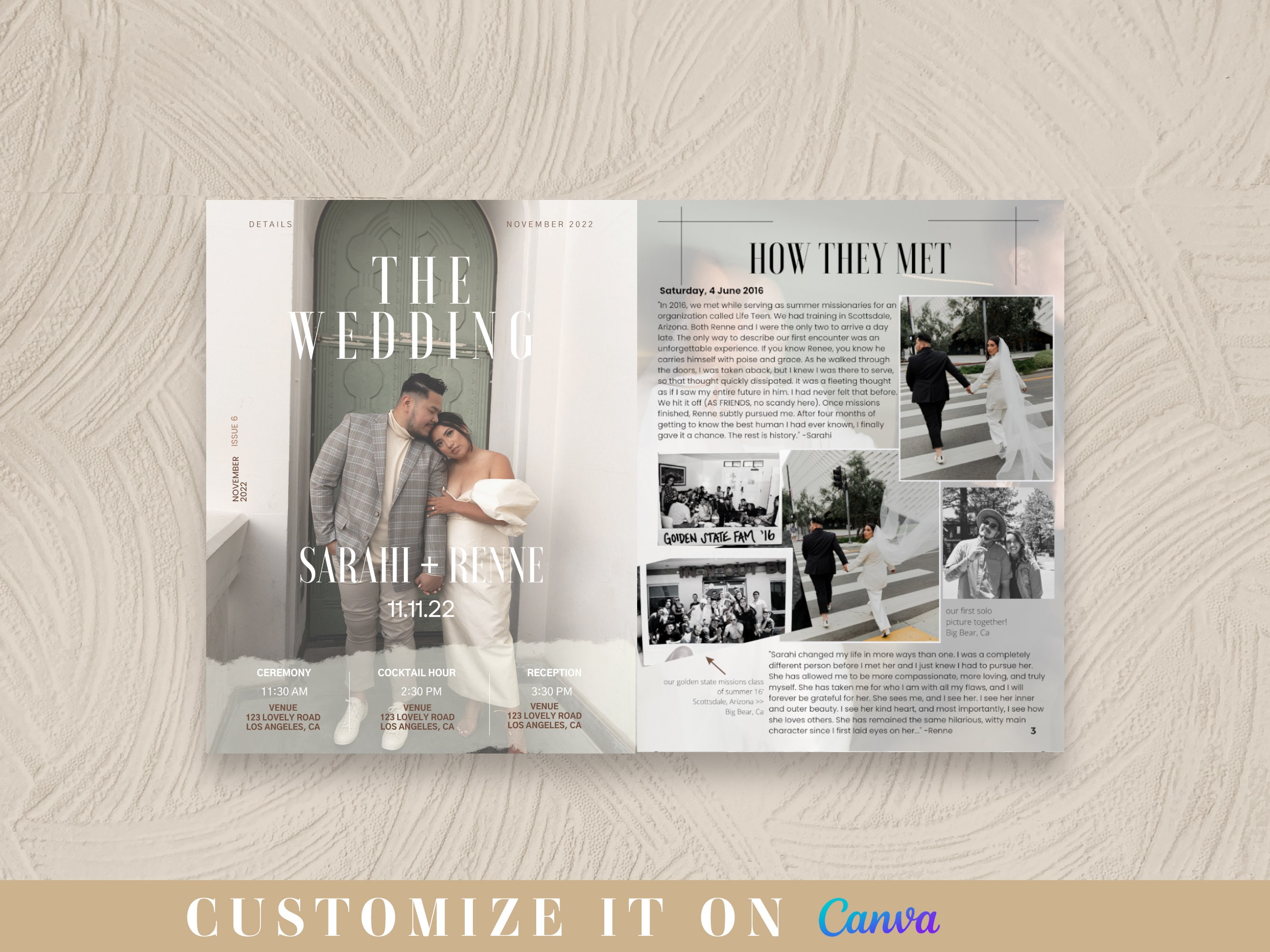 Wedding Magazine Invite- Instant Download. Use Canva to Edit 8 Page ...