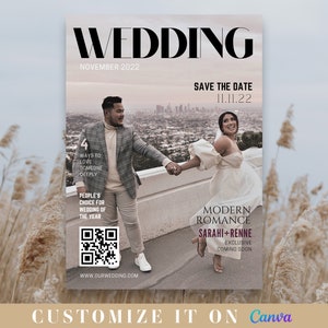 Wedding Magazine Save the Date- Instant Download. Use Canva to Edit ...