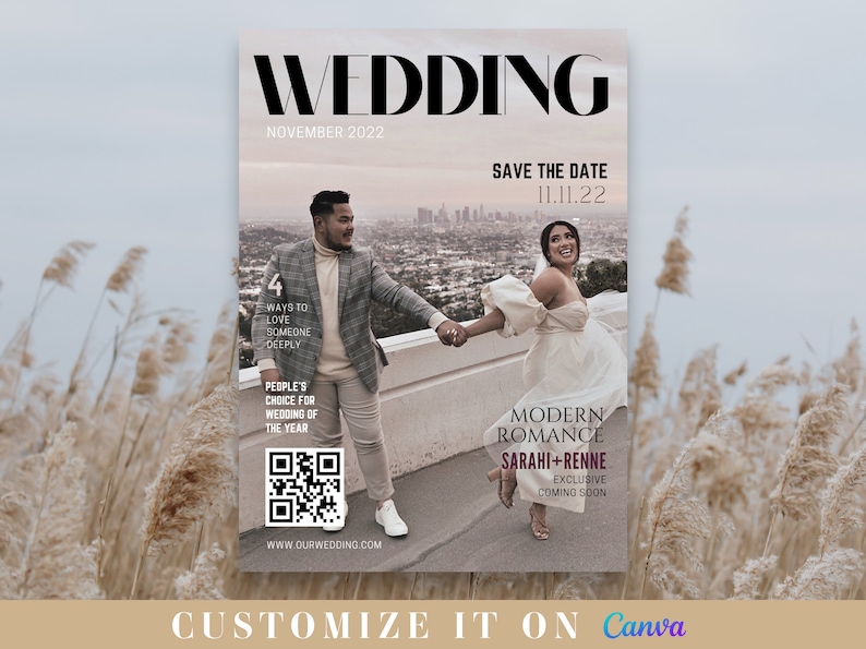 Wedding Magazine Save the Date- Instant Download. Use Canva to Edit ...
