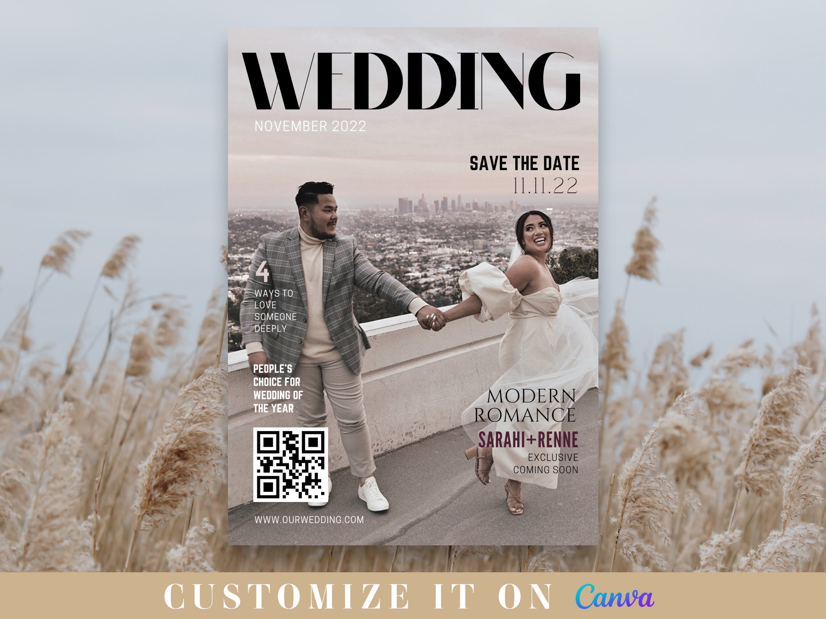 Wedding Magazine Save the Date- Instant Download. Use Canva to Edit ...
