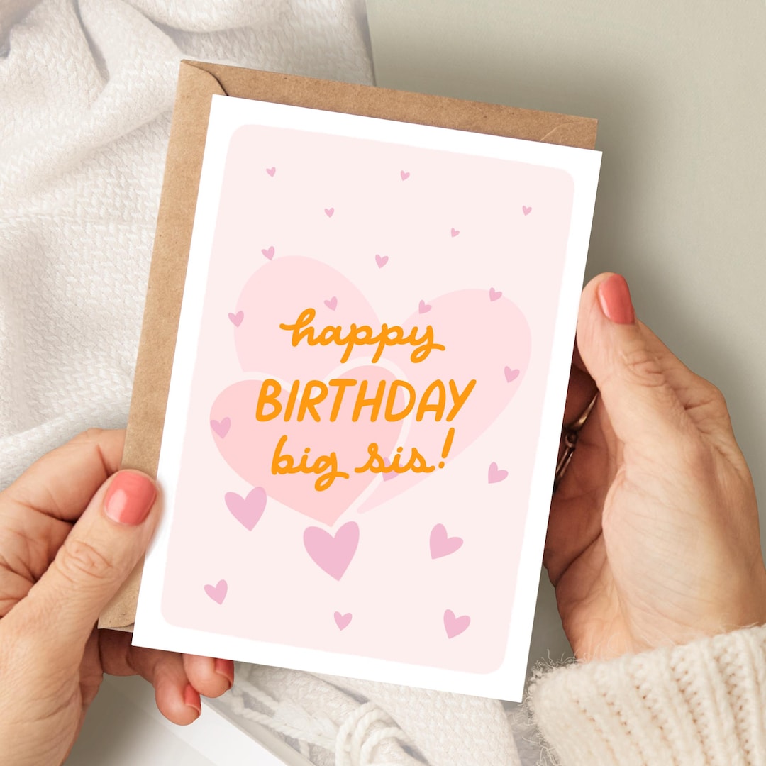 PERSONALISED Big Sis Heart Card | Big Sister Birthday Card, Card for ...