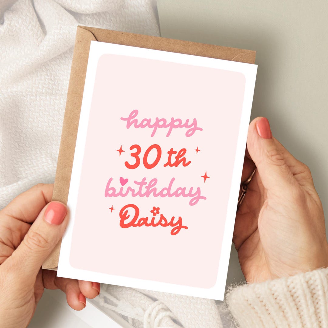 PERSONALISED 30th Birthday Card red Birthday Age Card, Thirty Birthday ...