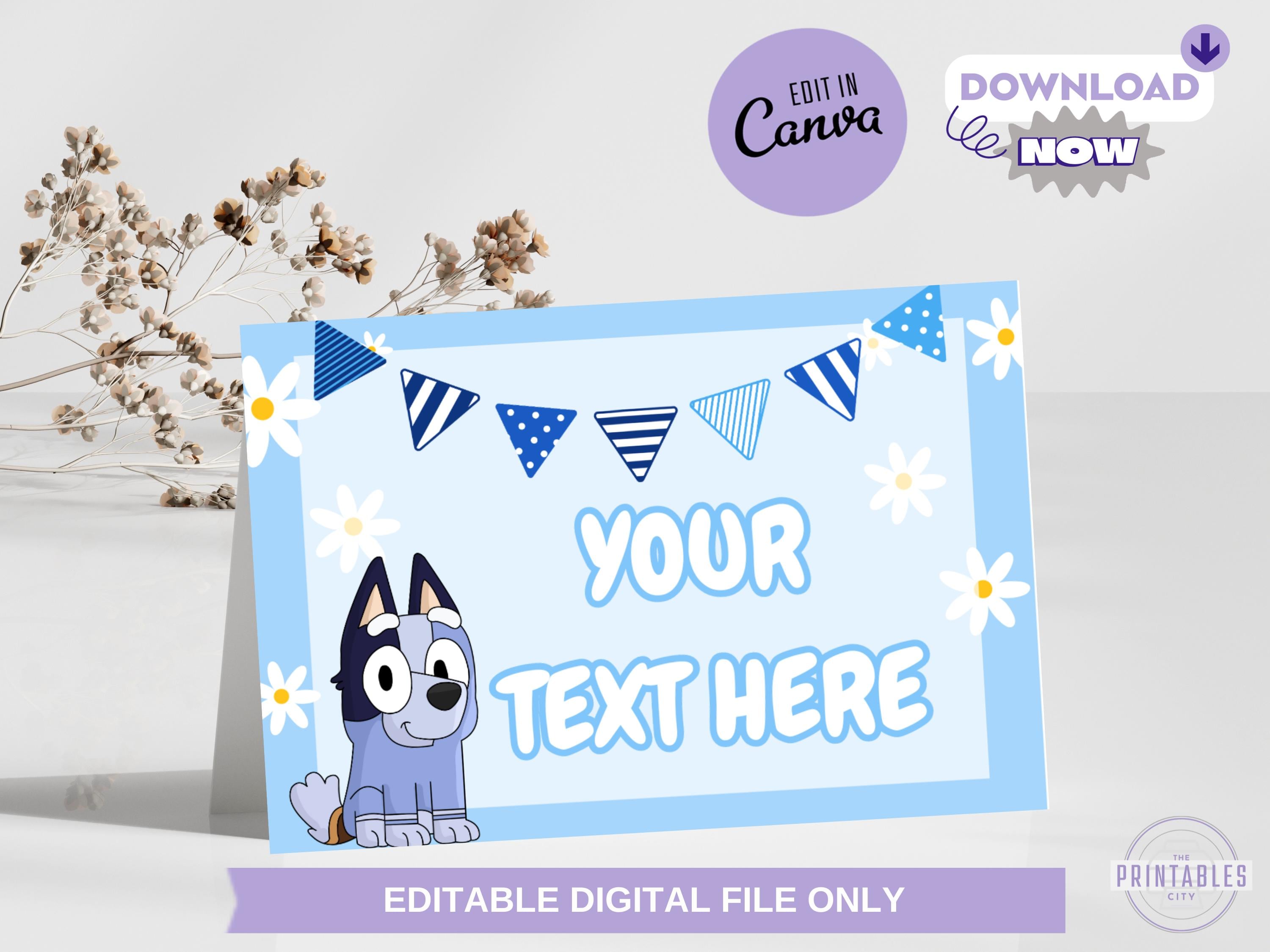 INSTANT Download Editable Food Tent, Bluey Place Cards, Bluey Food Tent ...