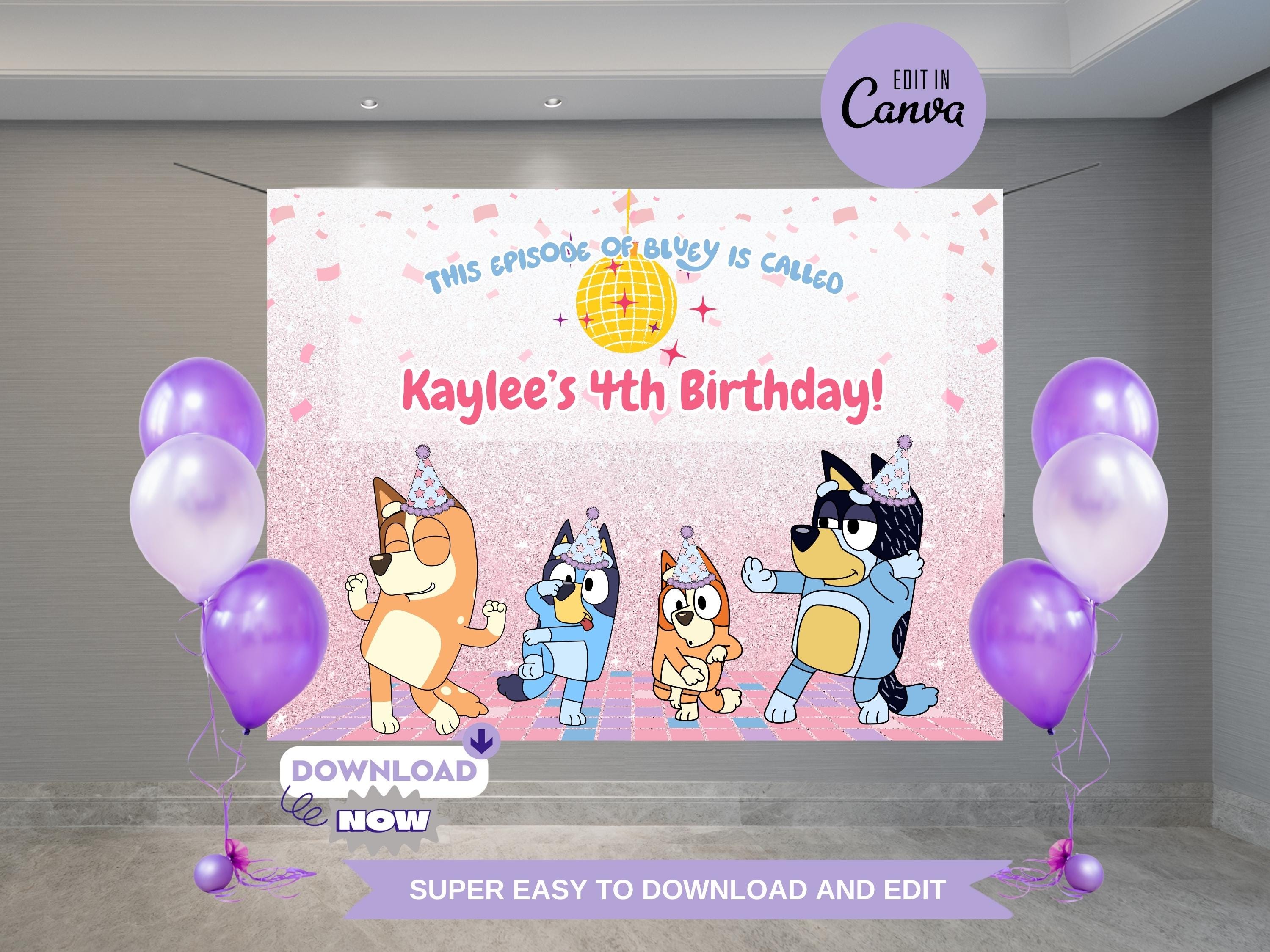 Editable Bluey Birthday Banner, Bluey Party Decor, Kids Birthday Banner ...