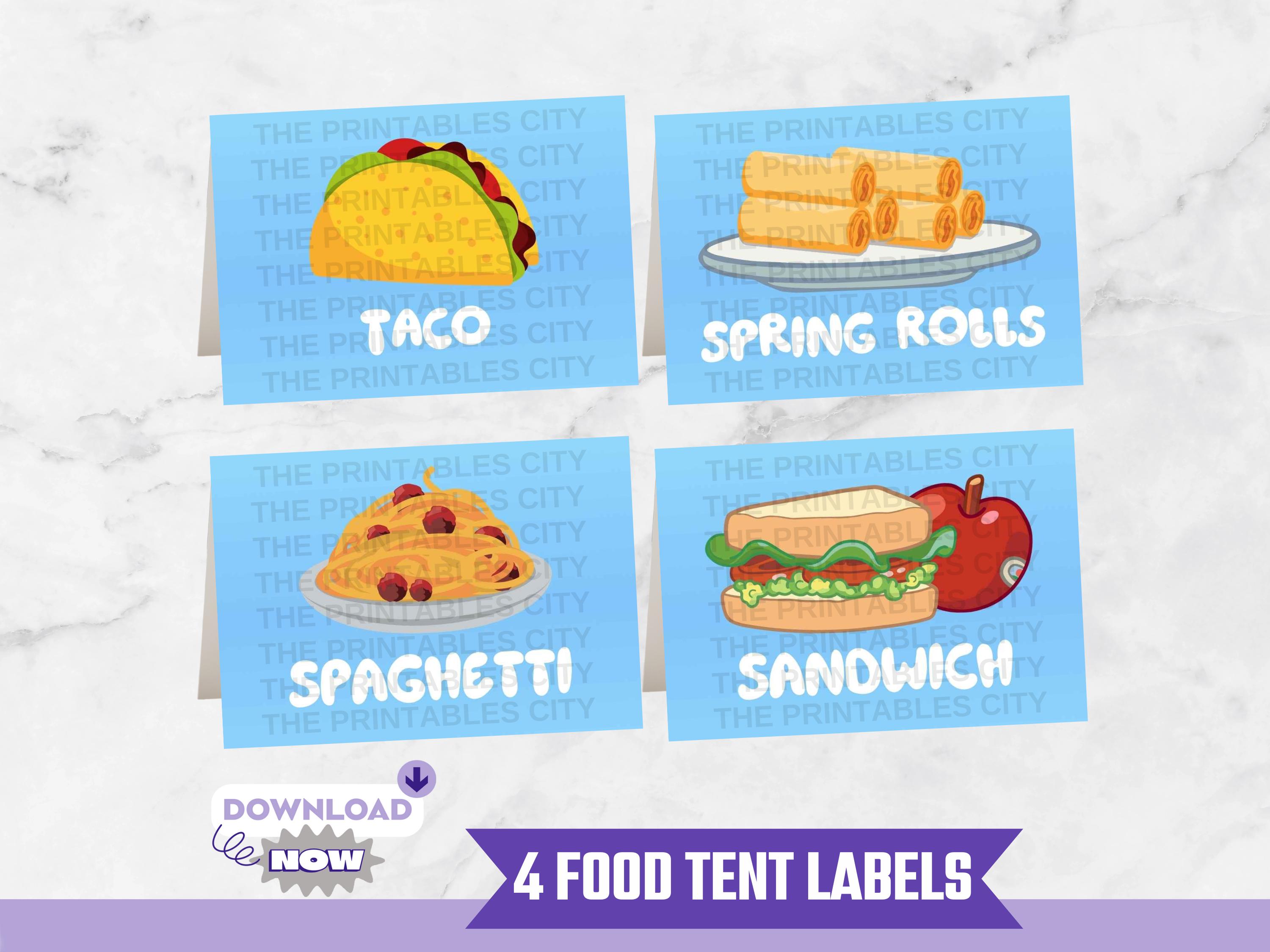 INSTANT Download Bluey Food Tent, Bluey Place Cards, Bluey Food Tent ...