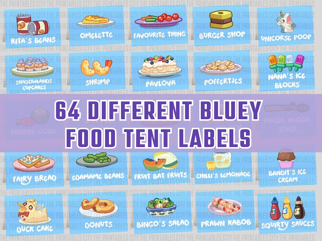 Bluey Food Tent Labels for Bluey Birthday Party Decor for Kids Birthday ...