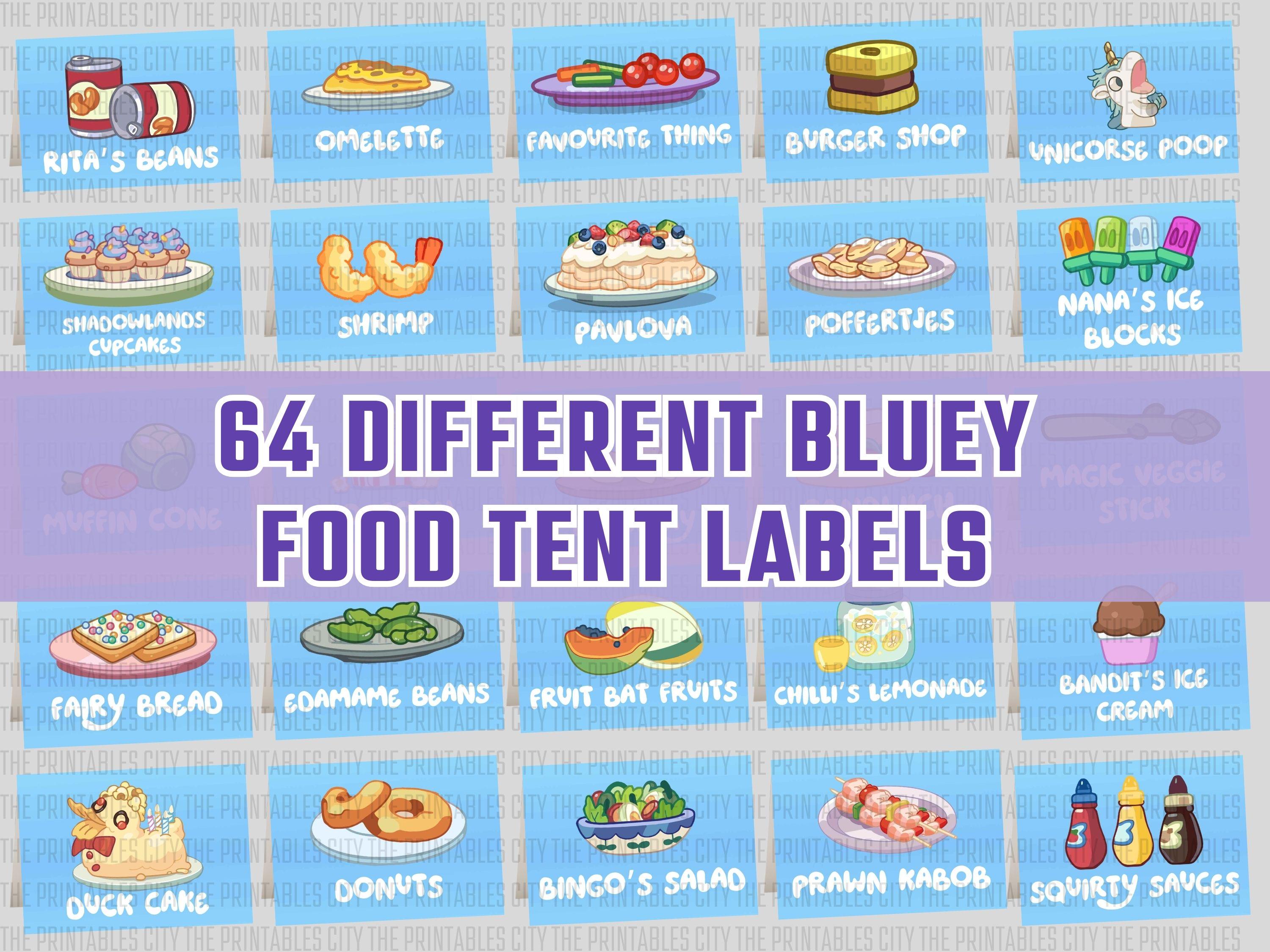 Bluey Food Tent Labels for Bluey Birthday Party Decor for Kids Birthday ...