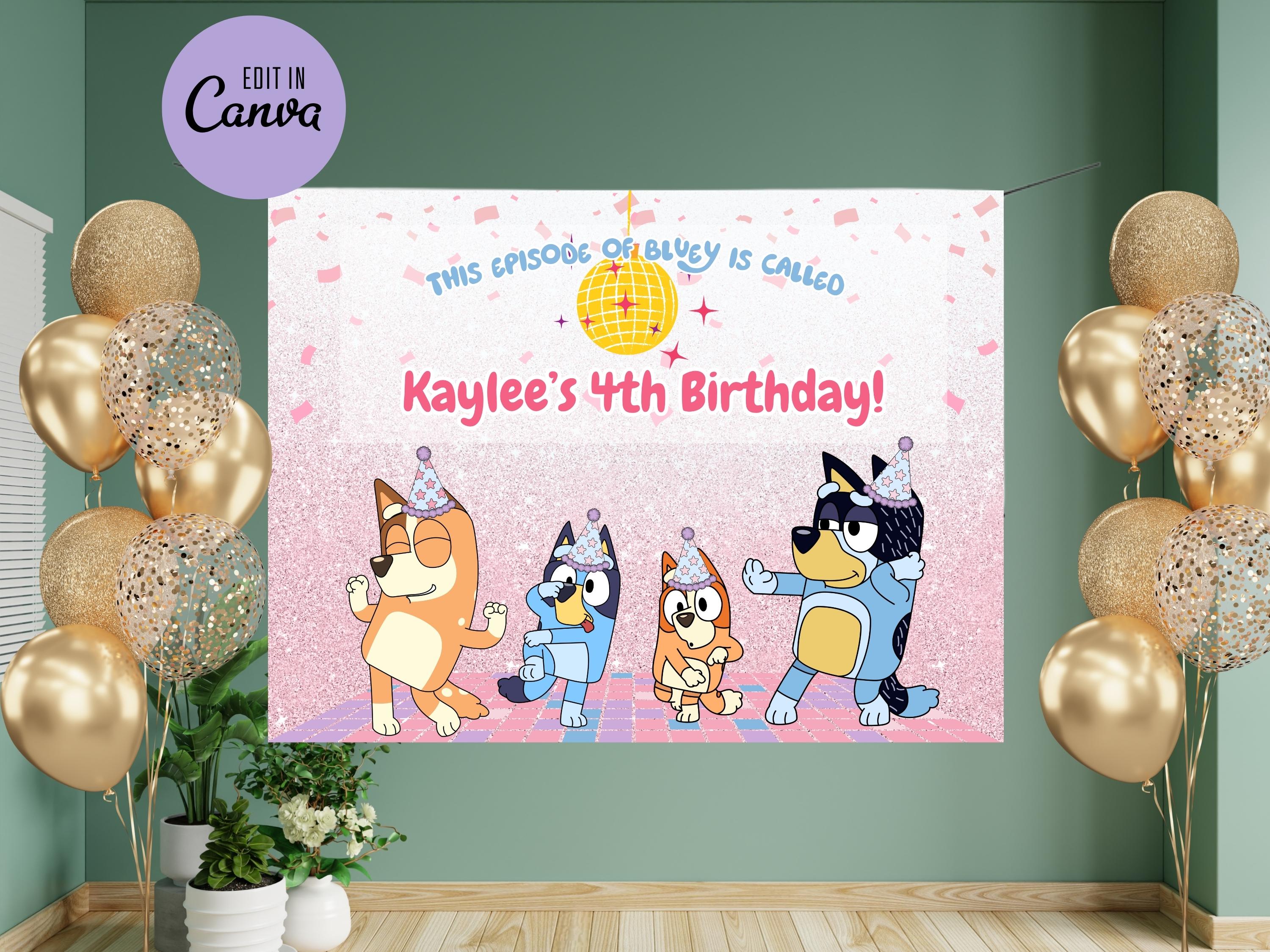 Editable Bluey Birthday Banner, Bluey Party Decor, Kids Birthday Banner ...