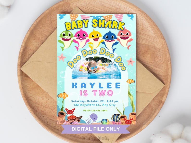 INSTANT Download Editable Baby Shark Invite, Shark Birthday Invitation ...