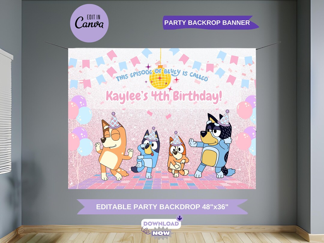 Buy Editable Bluey Birthday Banner, Bluey Party Decor, Kids Birthday ...