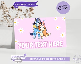 INSTANT Download Bluey Food Tent, Bluey Place Cards, Bluey Food Tent ...