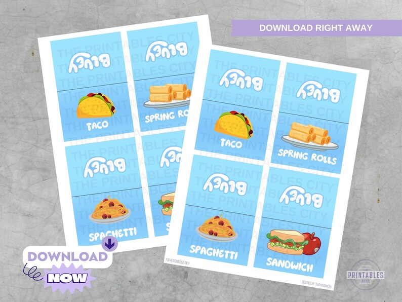 INSTANT Download Bluey Food Tent, Bluey Place Cards, Bluey Food Tent ...