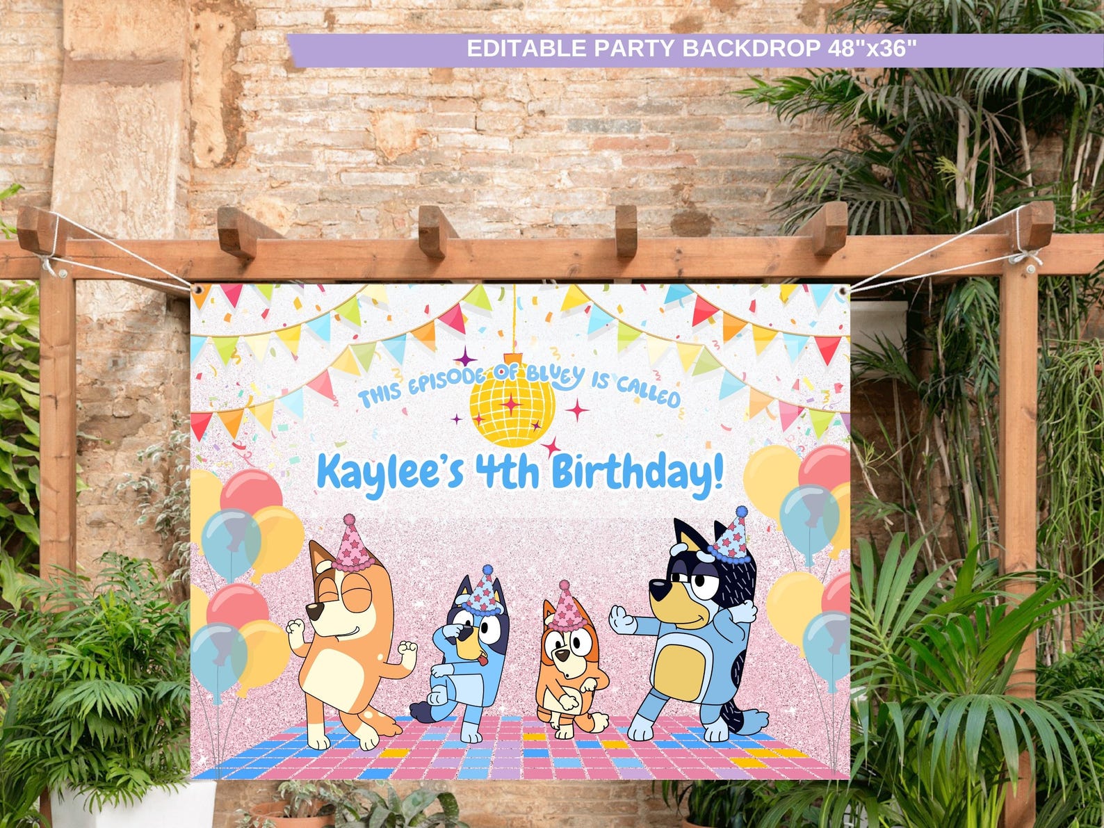 Editable Bluey Birthday Banner, Bluey Party Decor, Kids Birthday Banner ...