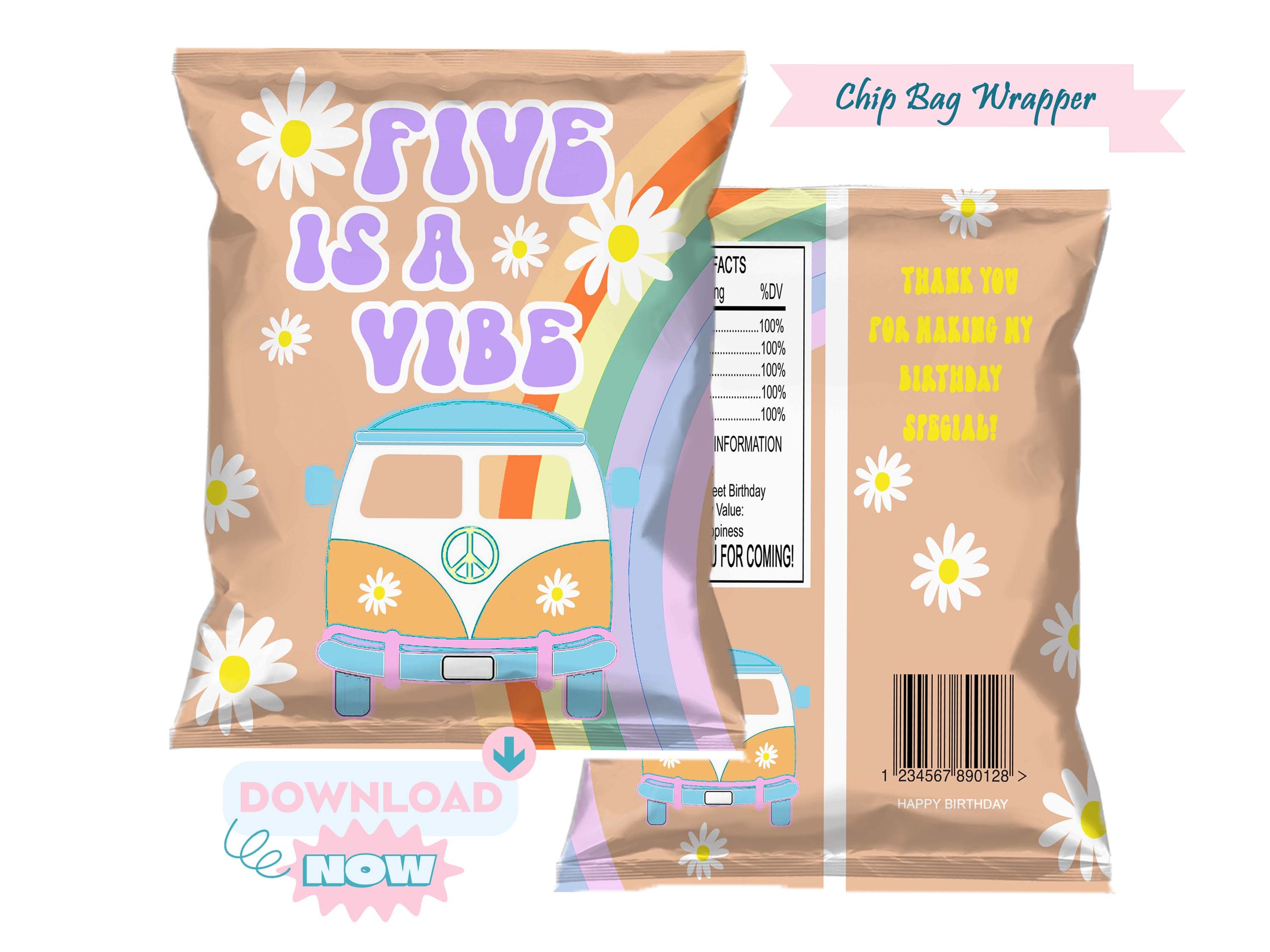 Groovy Chip Bag Wrapper Groovy Five Party Favor Five is A - Etsy
