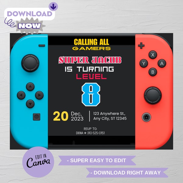Nintendo Switch Invitation - Etsy