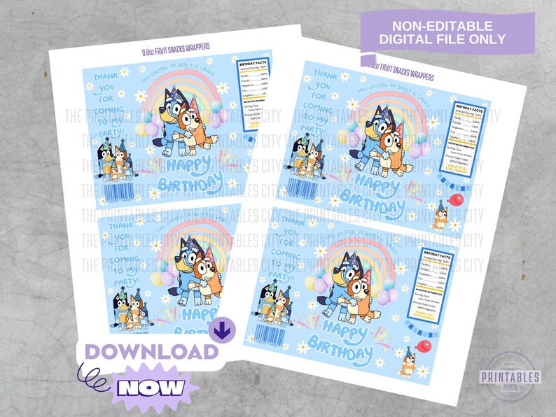 Bluey Fruit Snacks for Birthday Party, Kids Birthday Printable ...