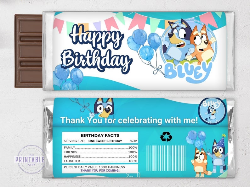 Bluey Favor for Birthday Party, Kids Birthday Printable, Bluey ...