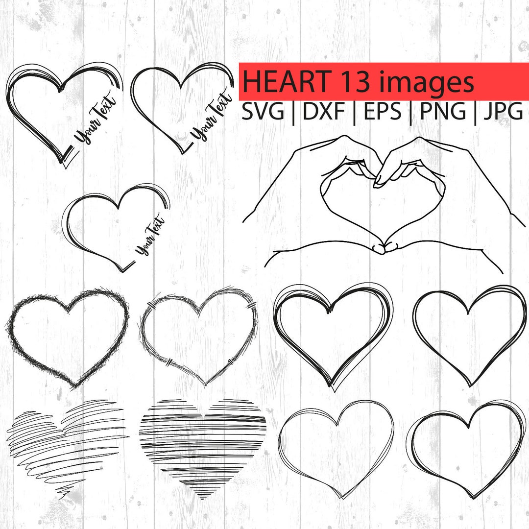 Corazón SVG Doodle Corazón DXF Boceto Dibujado a mano - Etsy México