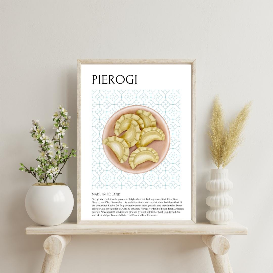 Pierogi Poster Retro Food Poster, Modern Kitchen Decoration, Dumpling ...