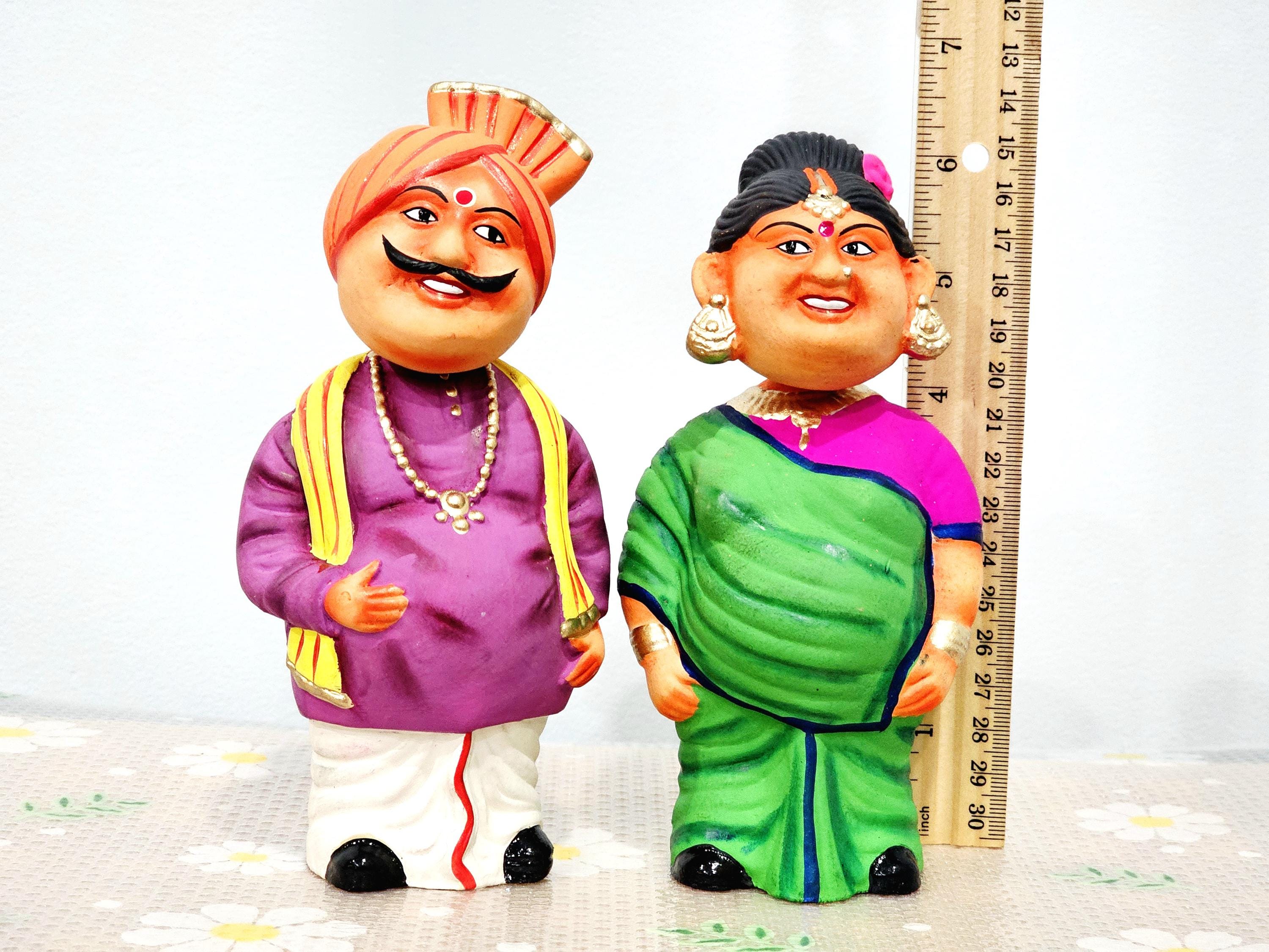 Taata Bamma Couple Bobble Head Toys - Indian Home Decor - Etsy