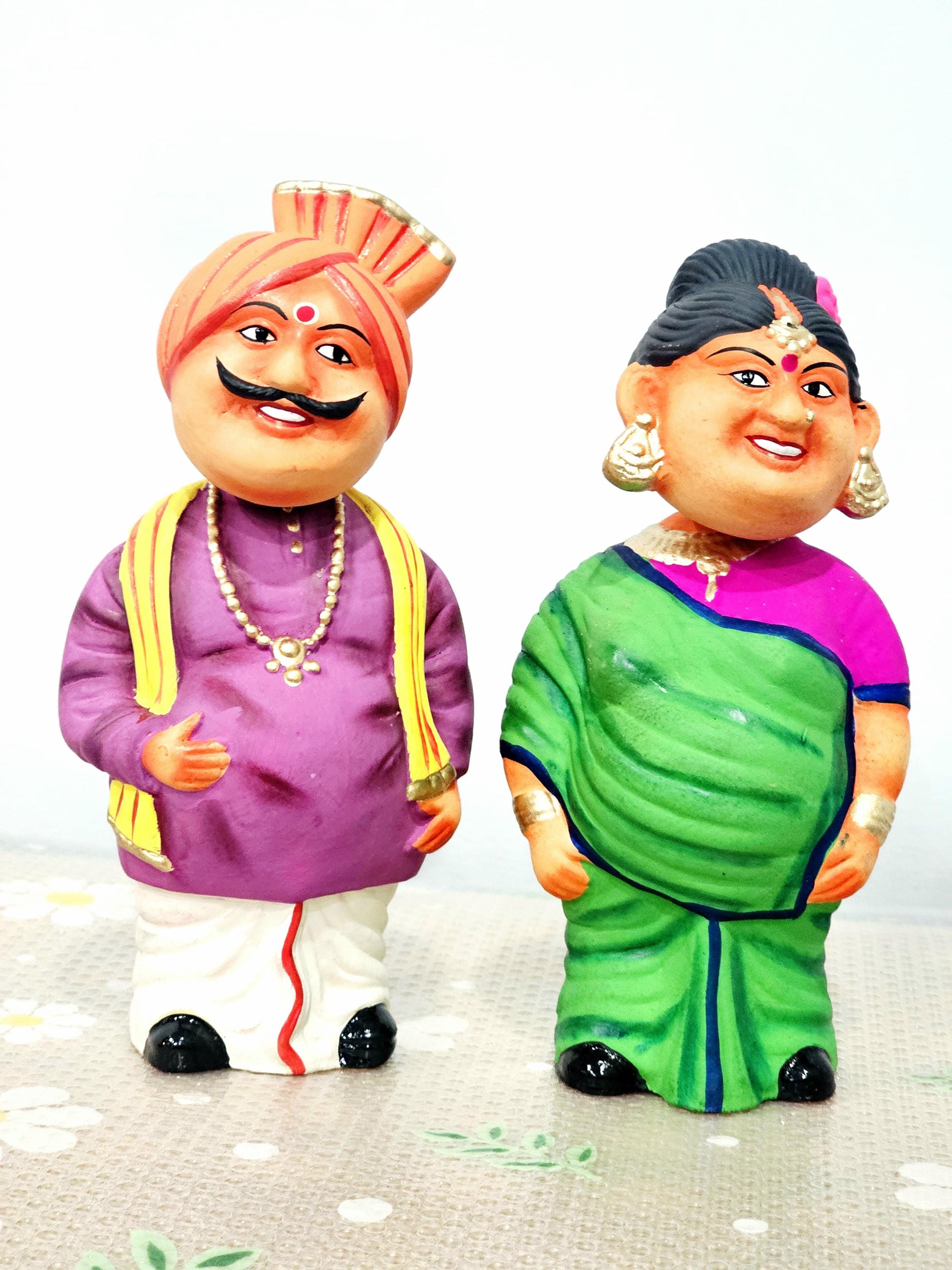 Taata Bamma Couple Head Nodding/ Bobble Head Toys - Budda Buddi Pair ...