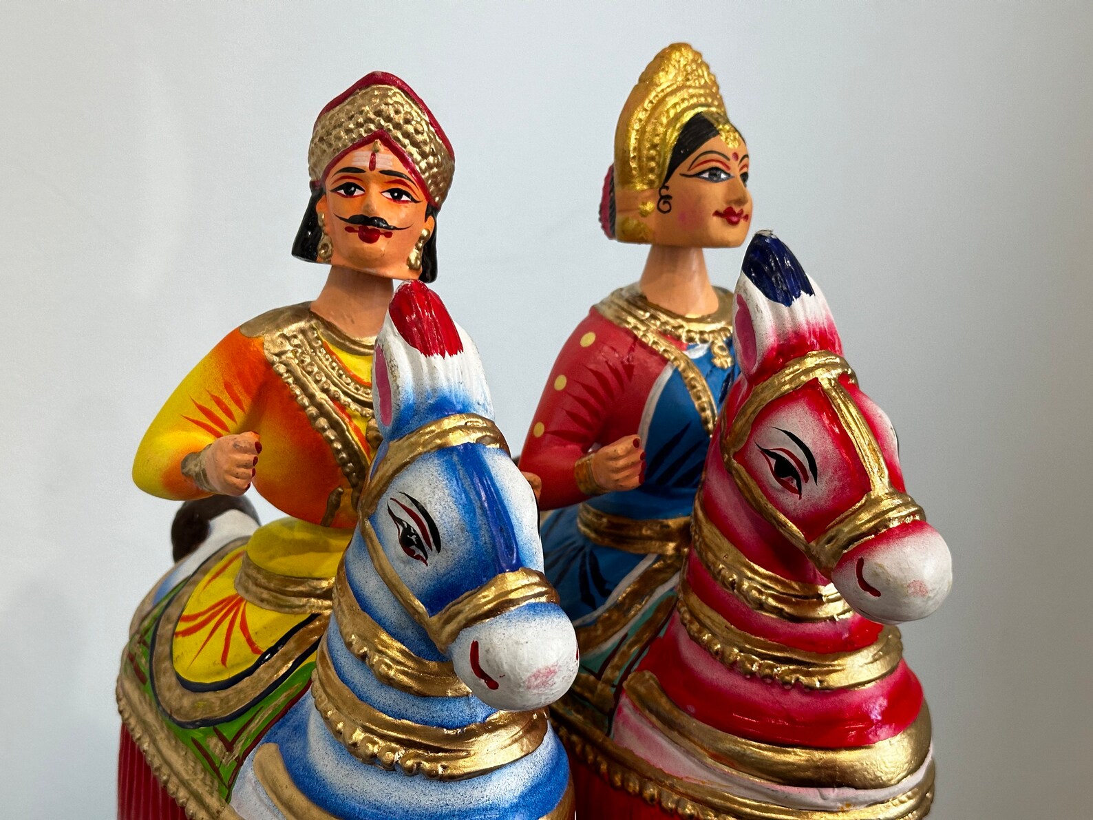 Kondapalli King and Queen Horse Bobble Toys: Paper Mache Dolls - Etsy